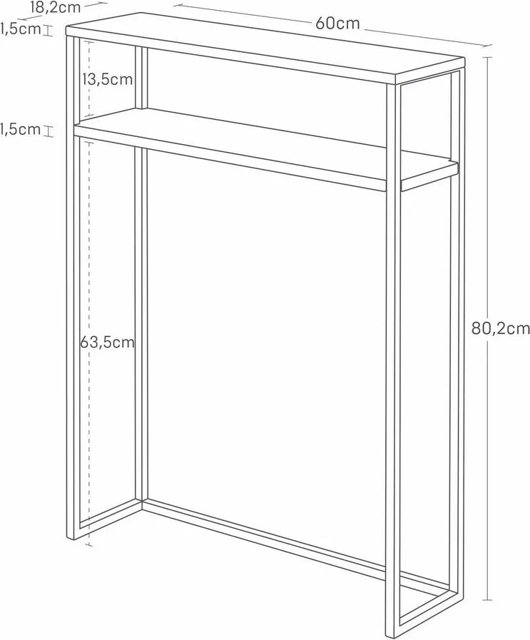 Černý kovový konzolový stolek 18x60 cm Tower – YAMAZAKI