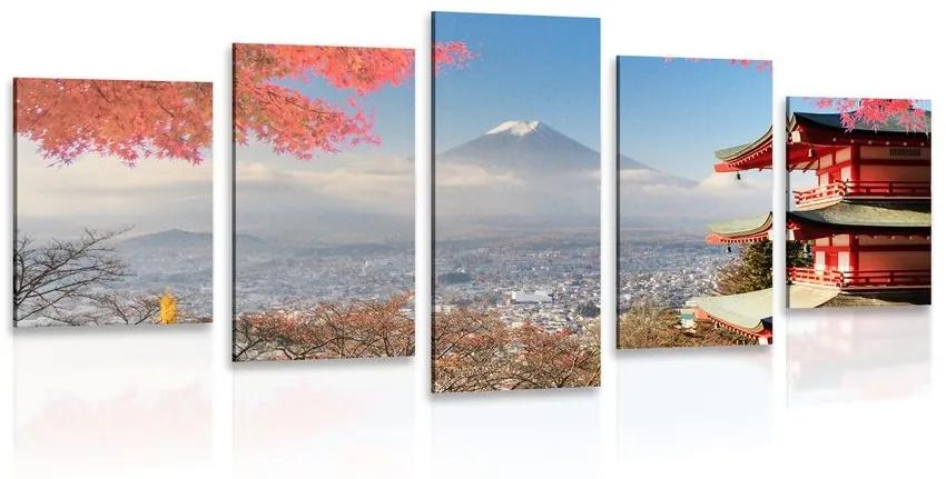 5-dílný obraz podzim v Japonsku - 200x100 cm