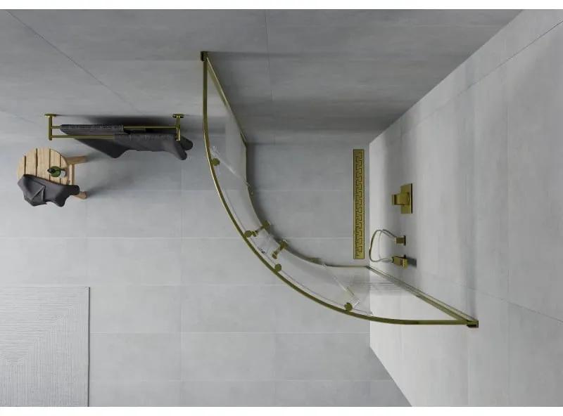 Mexen Rio půlkruhový sprchový kout 90 x 90 cm, Pruhy, Zlatá - 863-090-090-50-20