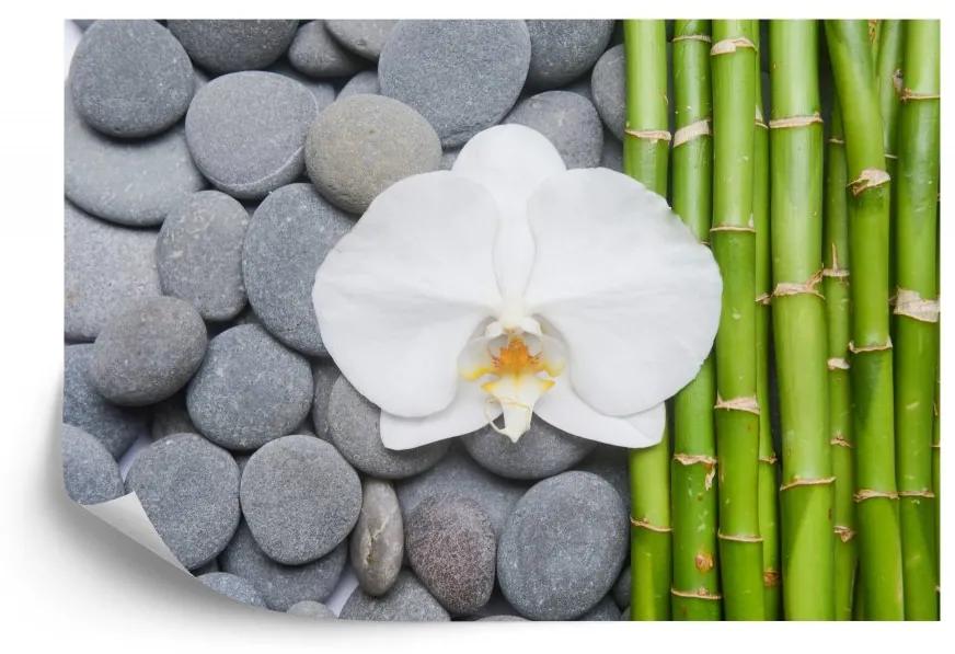 Fototapeta Bambus S Kameny A Orchidejemi Omyvatelný vlies 180x120