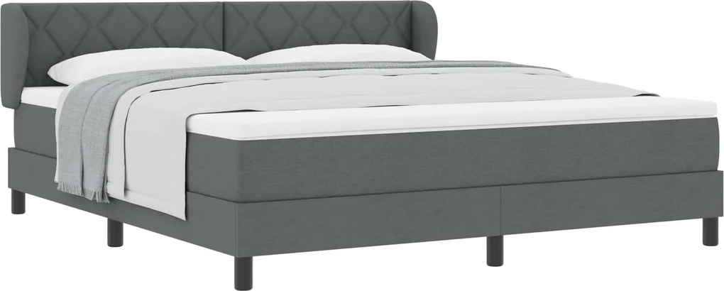 Postel s boxspringem s čelo Tmavě šedá 180 x 200 cm textil 3340102