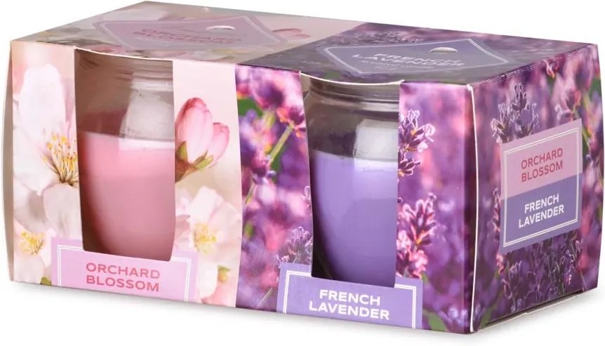 Emocio Sklo 65x63 mm 2 ks v krabičce Orchard Blossom & French Lavender, vonná svíčka