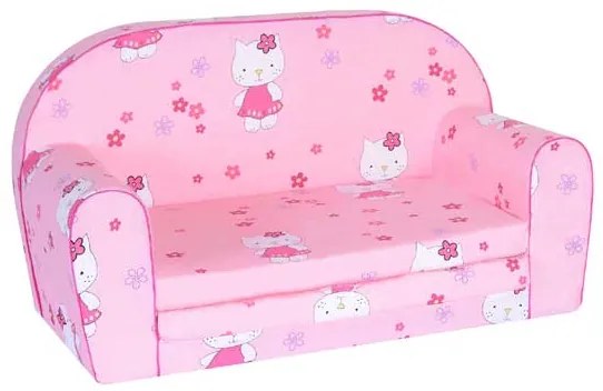 Svět pokojů Dětská sedací rozkládací pohovka 100 cm růžová kitty
