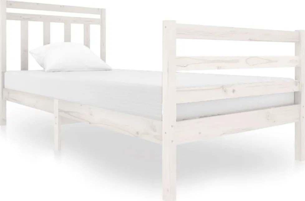 vidaXL Rám postele masivní dřevo 90 x 200 cm [3100640] Barva: Bílá