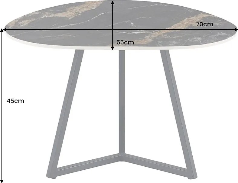 Keramický konferenční stolek Paquita 70 cm černý / pískový