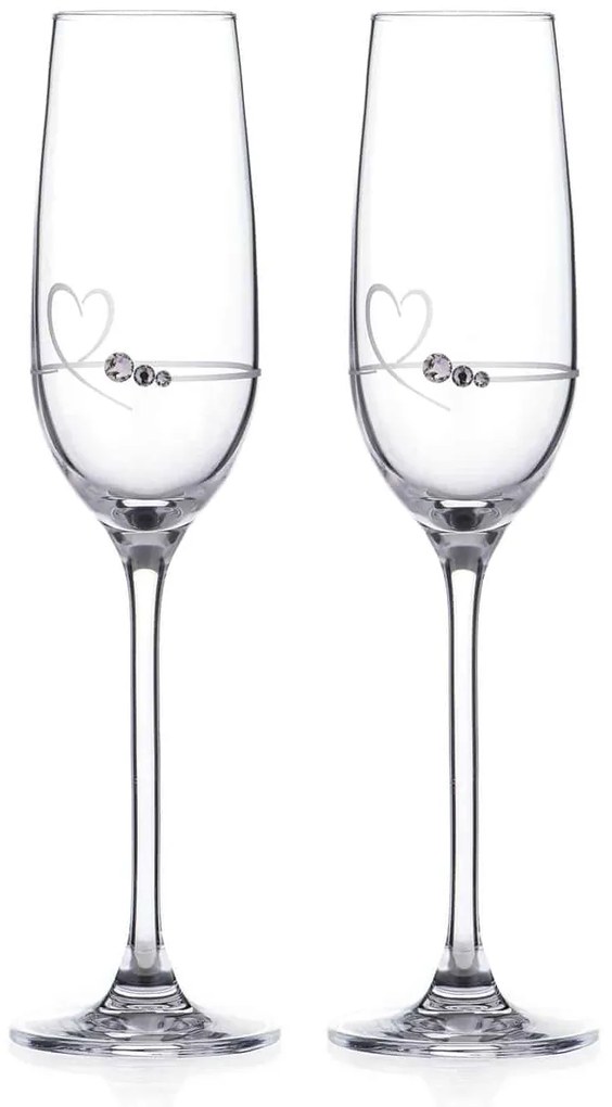 Diamante sklenice na Šampaňské se Swarovski krystaly Petit Heart 150 ml 2KS