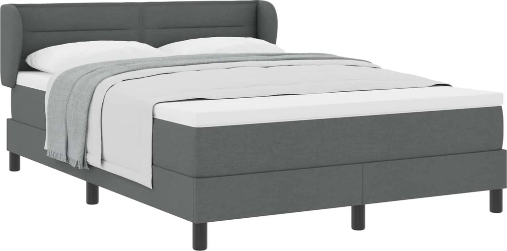 Postel s boxspringem s čelo Tmavě šedá 140 x 200 cm textil 3339962