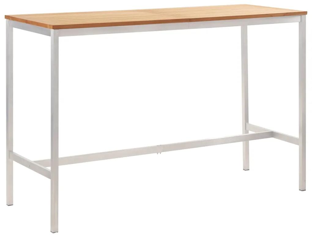 46525 vidaXL Barový stůl 160 x 60 x 105 cm masivní teak a nerezová ocel