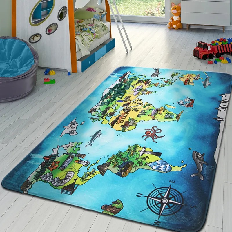 VOPI Kusový koberec World Map BARVA: Vícebarevný, ROZMĚR: 110x160 cm