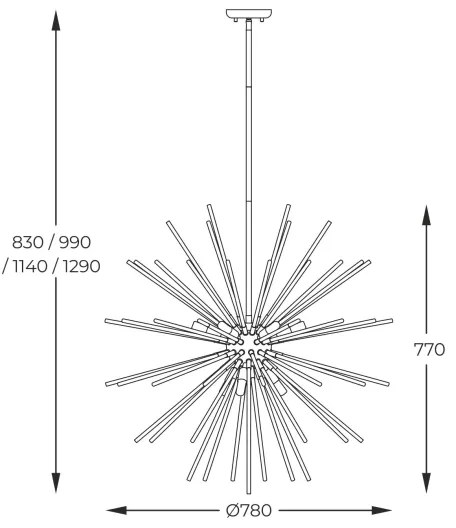 Zuma Line P0491-09C-F7BC - Lustr na tyči URCHIN 9xG9/42W/230V zlatá/černá