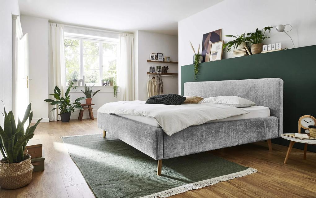 Dvoulůžková postel taupe 180 x 200 cm chenille šedá MUZZA