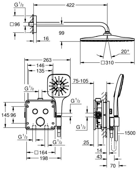 GROHE 34876000 - Sprchový systém PRECISION SMARTCONTROL 310 × 310 mm chrom