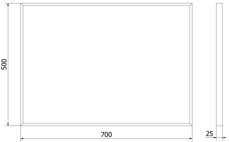 Mexen Loft, obdélníkové koupelnové zrcadlo 70 x 50 cm, barva rámu zlatá lesklá, 9852-070-050-000-50