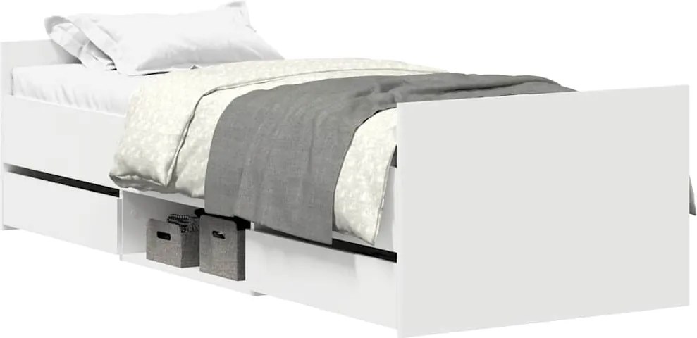 Rám postele s hlavovým a nožním čelem bílý 100 x 200 cm 3203796
