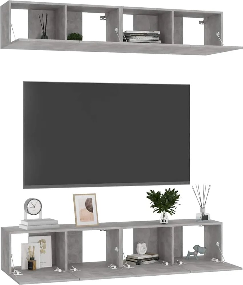 TV skříňky 4 ks betonově šedé 80 x 30 x 30 cm kompozitní dřevo 3079060