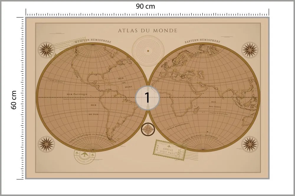 Fototapeta Atlas Du Monde Vintage Hladký vinyl 368x254