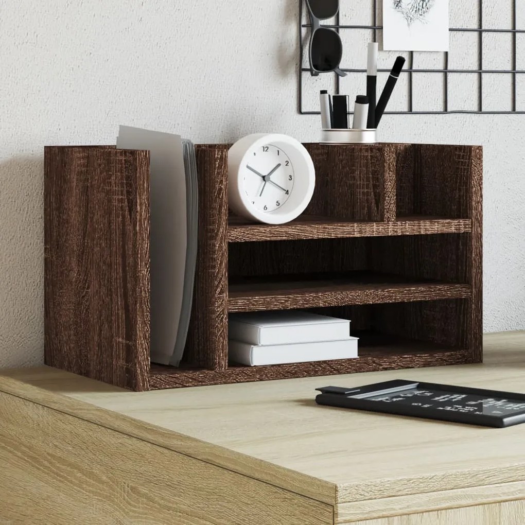 Stolní organizér hnědý dub 44,5 x 24 x 25 cm kompozitní dřevo
