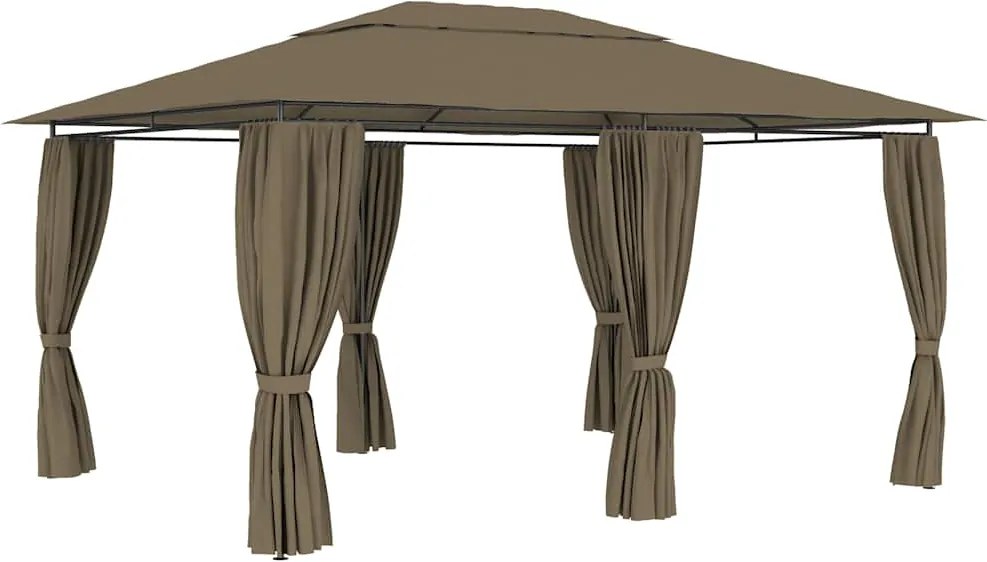 Zahradní altán se závěsy 4 x 3 m taupe 180 g/m² 312232