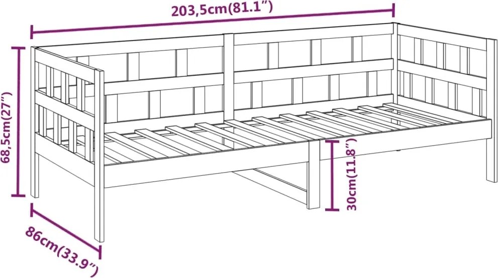 vidaXL Válenda 80 x 200 cm masivní borové dřevo [820215] Barva: Přírodní