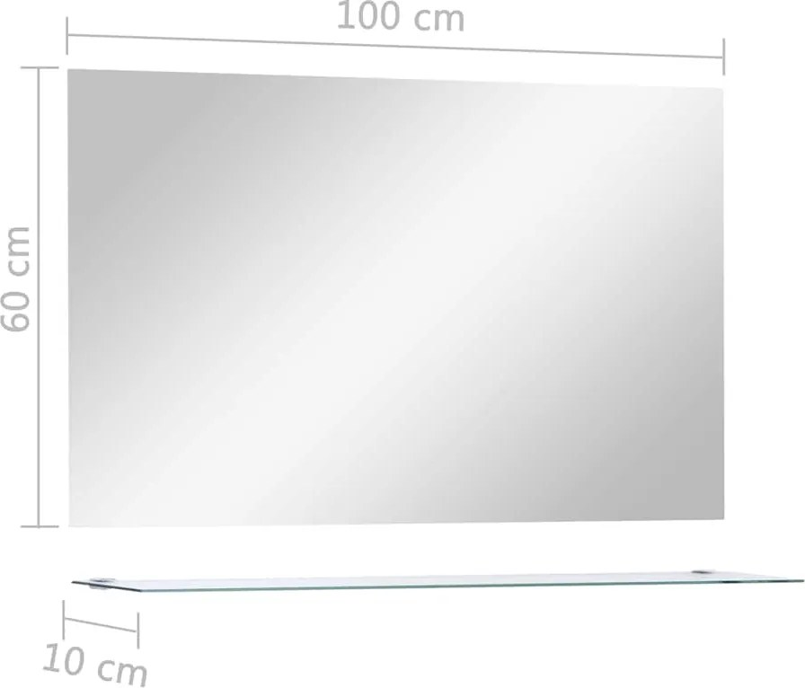 Nástěnné zrcadlo s policí 100 x 60 cm tvrzené sklo 249443