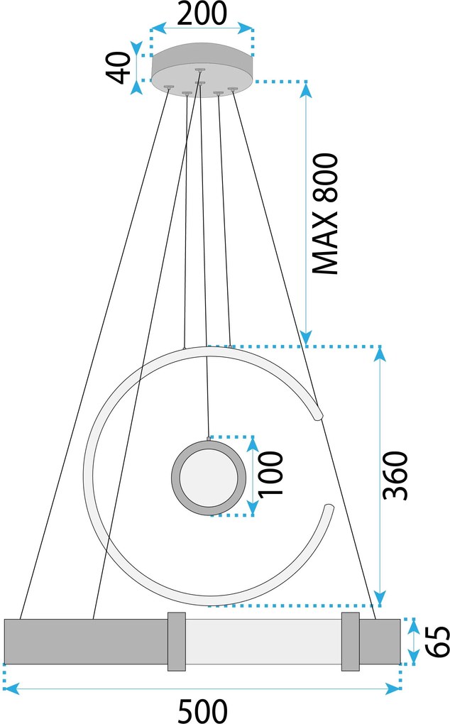 Toolight Toolight, LED stropní osvětlení 64W, 3000W, LHJ060-CP, zlatá, OSW-50029