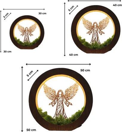 Dřevěná LED lampa s mechem – Anděl I SENTOP LED0606