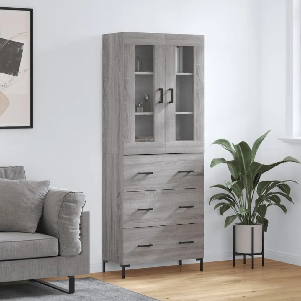 Skříň highboard šedá sonoma 69,5 x 34 x 180 cm kompozitní dřevo 3198407
