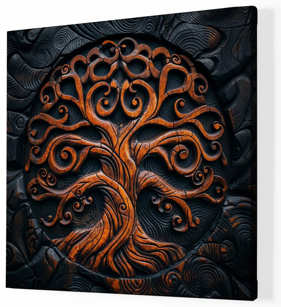 Obraz na plátně - Strom života Ciriel, dřevo styl FeelHappy.cz Velikost obrazu: 60 x 60 cm