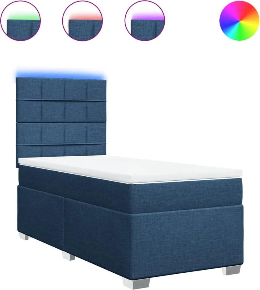 Box spring postel s matrací modrá 90x200 cm textil 3292677