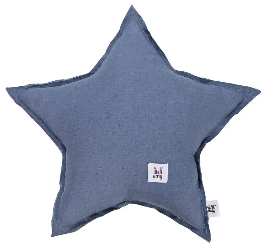 Lněný dekorační polštářek STAR NAVY BLUE