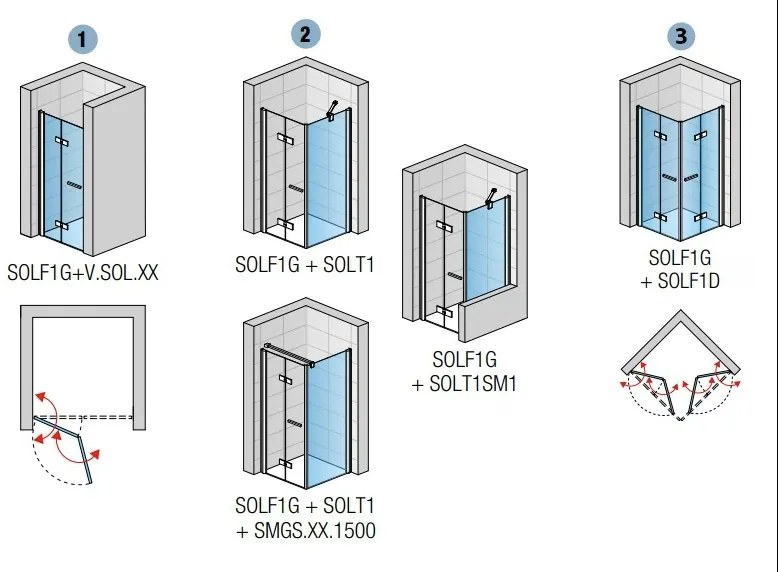 Ronal (Sanswiss) Ronal, SOLINO Black Line dvoudílné skládací dveře SOLF1 Šířka: 70