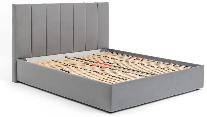 Šedá čalouněná dvoulůžková postel s úložným prostorem s roštem 180x200 cm Thessa Bold Line - II. jakost – Bonami Selection