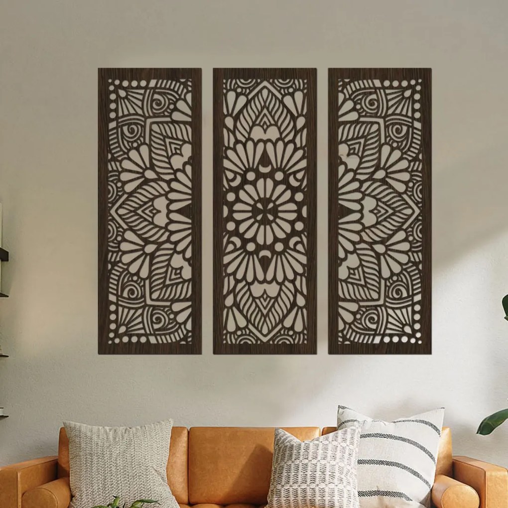 dřevo života Dřevěná 3 dílná mandala QUADRO Zvolte barvu dekoru: Wenge, Rozměry (cm): 120x100