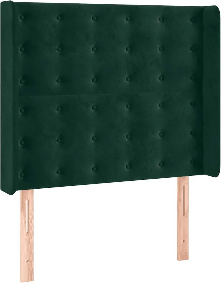 Box spring postel s matrací a LED tmavě zelená 90x200 cm samet 3139784