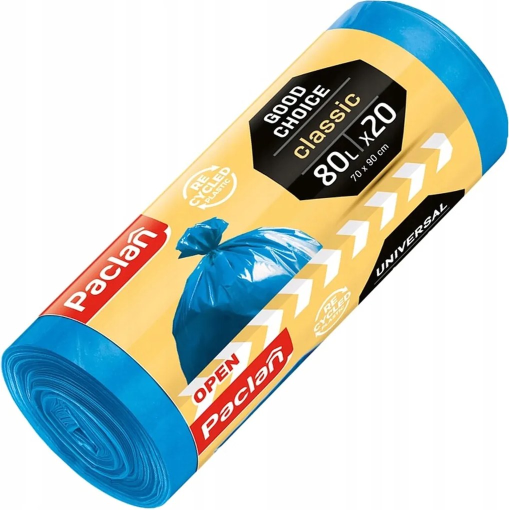 Pytle na odpad CLASSIC 80L 20 ks Paclan Blue Waste 70 x 90cm