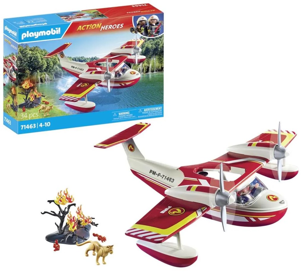 Set figurek a příslušenství playmobil 71463 hasičský letoun s hasicí funkcí