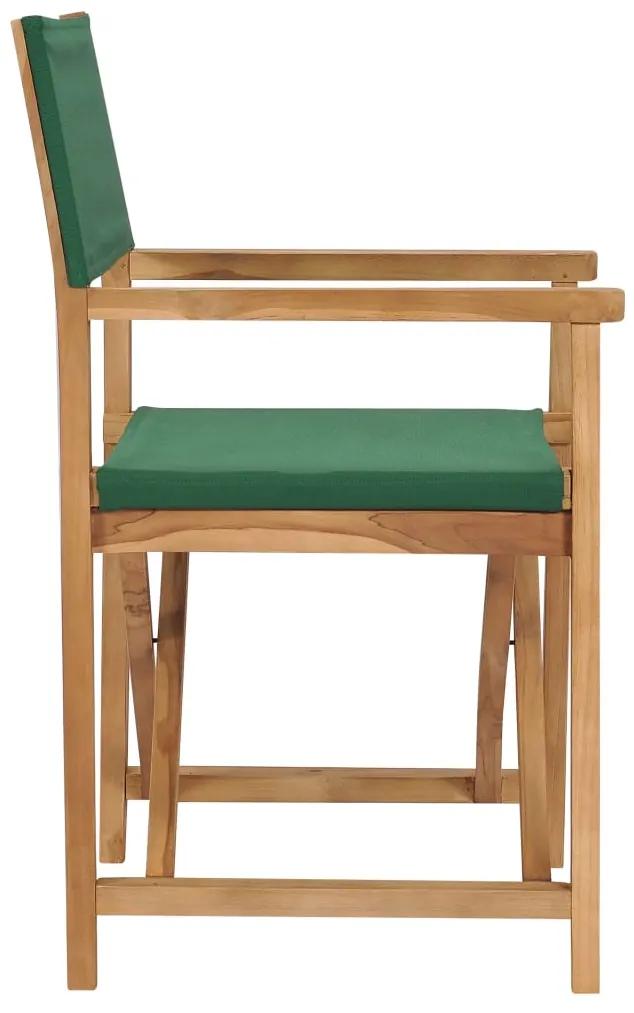 vidaXL Marketos Skládací režisérská židle masivní teakové dřevo zelené