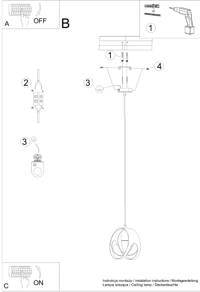 Sollux Lighting Závěsné svítidlo TULOS 1 Černá