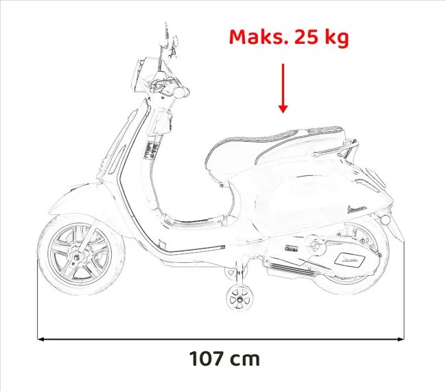 Elektrický skútr Vespa ROMA červený