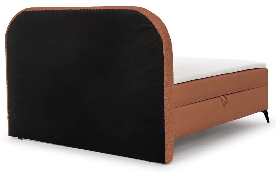 Oranžová boxspring postel s úložným prostorem 180x200 cm Ornes – Ropez