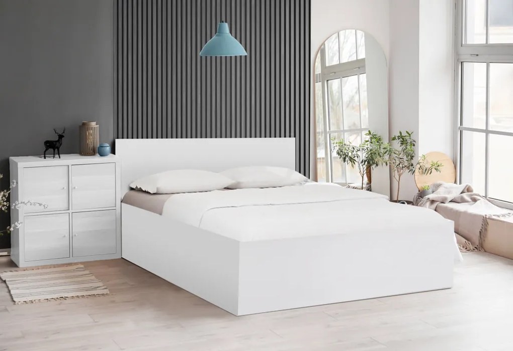 Postel SOFIA 180 x 200 cm, bílá Matrace: Matrace Coco Maxi 20 cm, Rošt: S laťkovým roštem