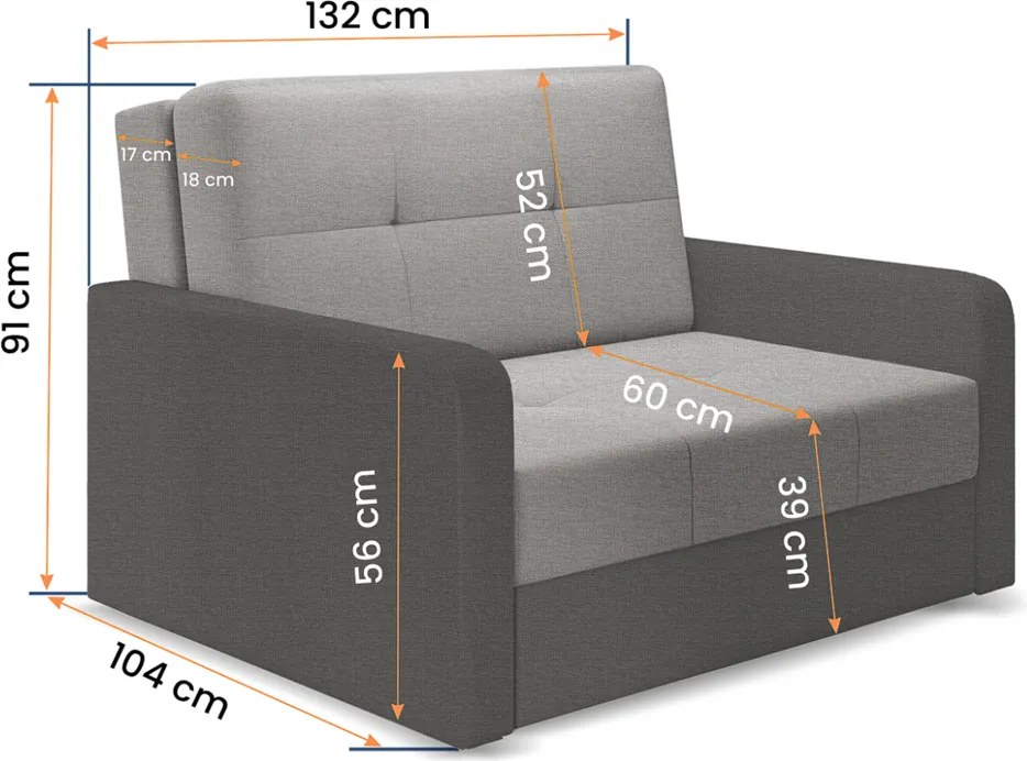 IDZ Pohovka TOP II, 132 cm Barva látky: Světle hnědá a hnědá (Bahama 06 + Bahama 08)