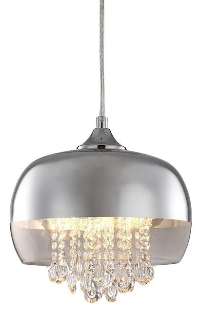 Závěsné svítidlo Luna, 1x krystalky/chromové/transparentní skleněné stínítko, ch