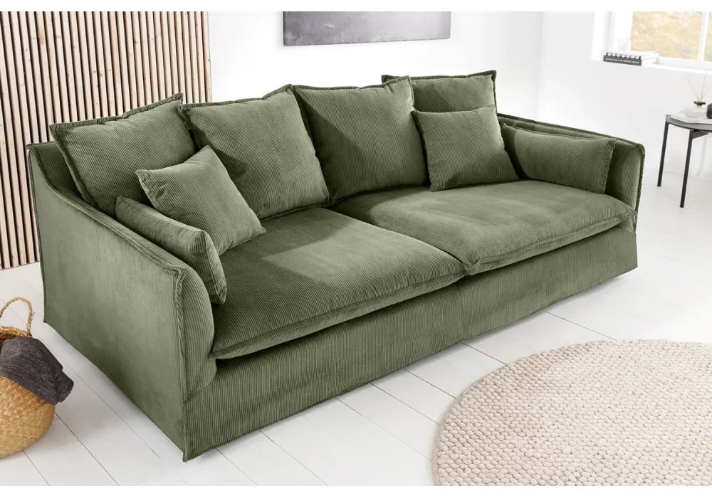 Massive home | Pohovka HEAVEN 200cm 3místná pružinová s odnímatelným potahem, zelená