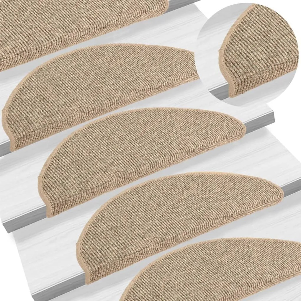 Schodové rohože 15 ks 65 x 21 x 4 cm tmavě béžové, půlkulaté, velké 326902