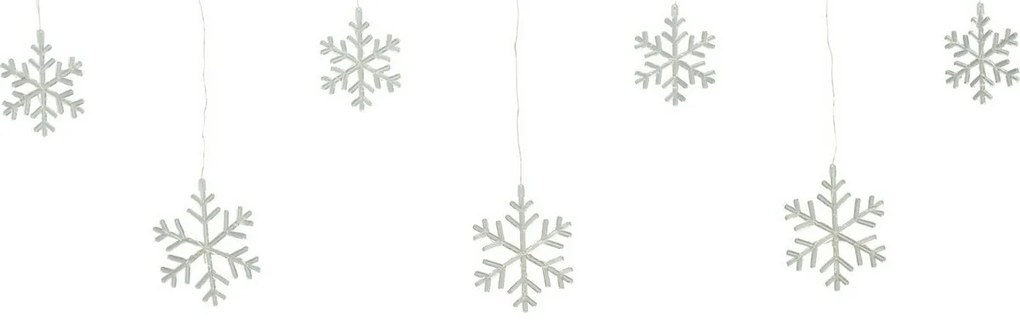 Světelný venkovní závěs Snowflakes, 200x60cm, LED, studená bílá, časovač, 8 funkcí, na baterie, 200 cm