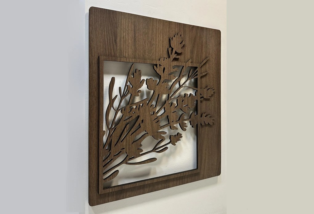 Li-Go "Květy triptych" Dřevěné obrazy 55x65 cm s hloubkou 23 mm Provedení povrchu 3xobraz: dub světlý/dub/ořech