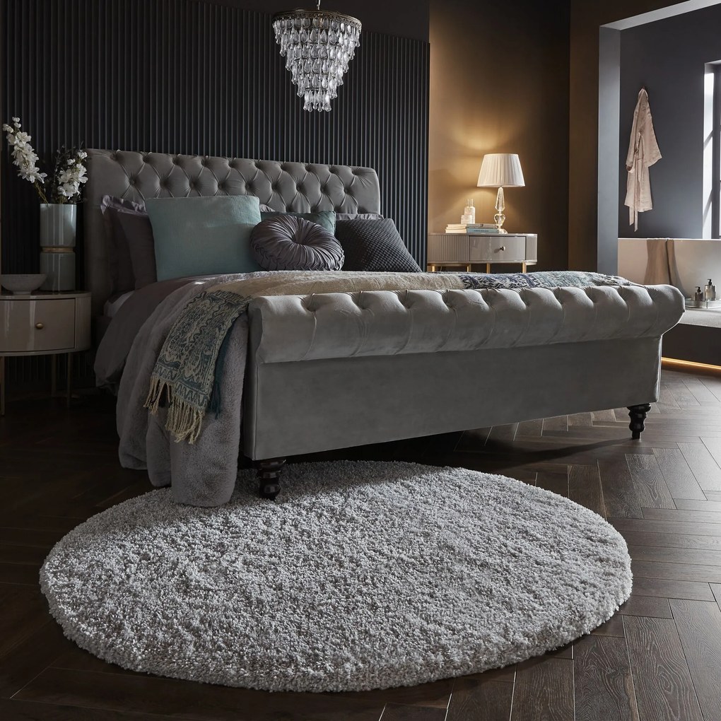 Flair Rugs koberce Kusový koberec Shaggy Teddy Grey kruh - 133x133 (průměr) kruh cm