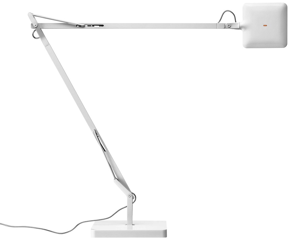 Flos Kelvin LED, bílá stolní lampa na pracovní stůl, 8W LED 3000K, 48+58cm