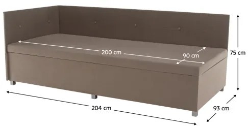 Čalouněná válenda s univerz. čelem a úlož. prostorem AMSTERDAM 90x200 cm béžová